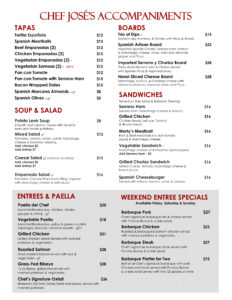 Winery Food Menu