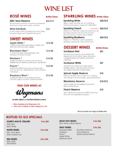Winery Food Menu